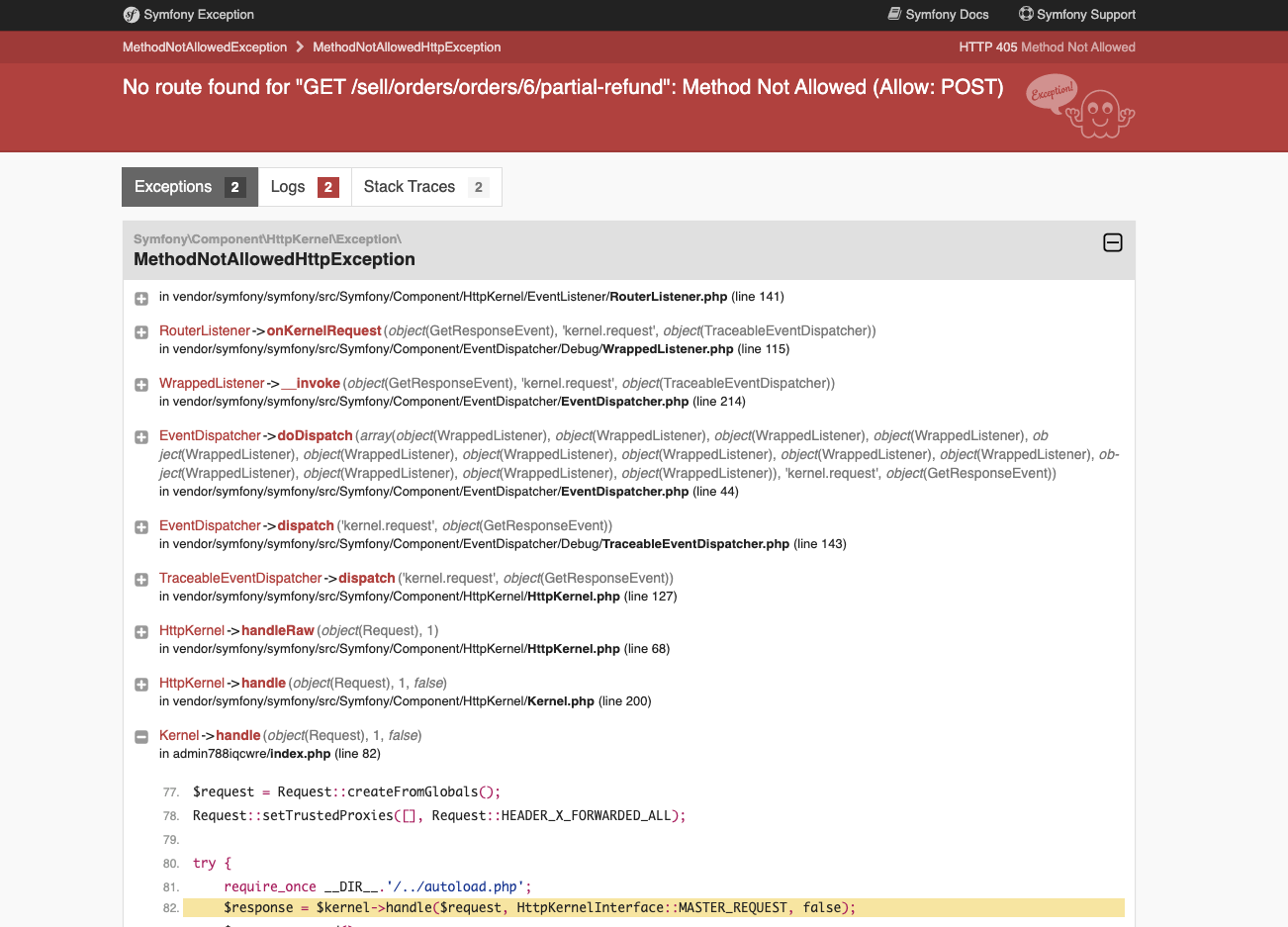 MethodNotAllowedHttpException thrown after token issues with post requests · Issue #18003 ...