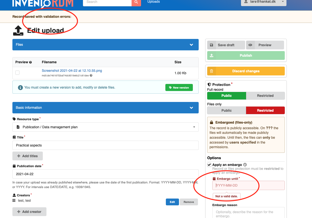 deposit form: embargo validation errors now shown · Issue #791 · inveniosoftware/invenio-app-rdm ...
