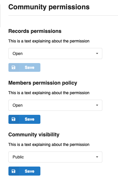 UX: dropdown to radio buttons for community permissions page · Issue #283 · inveniosoftware ...