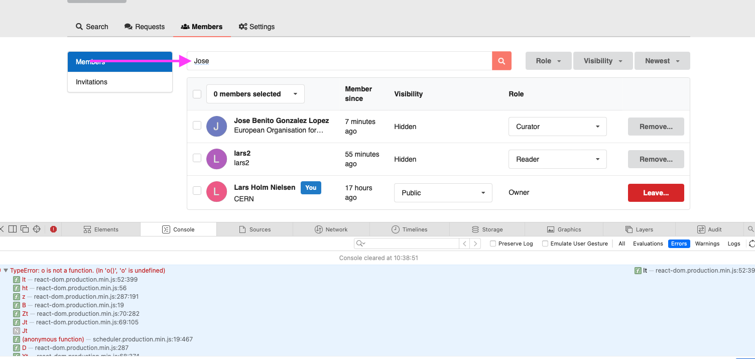 UI: Member search does not search · Issue #585 · inveniosoftware/invenio-communities · GitHub