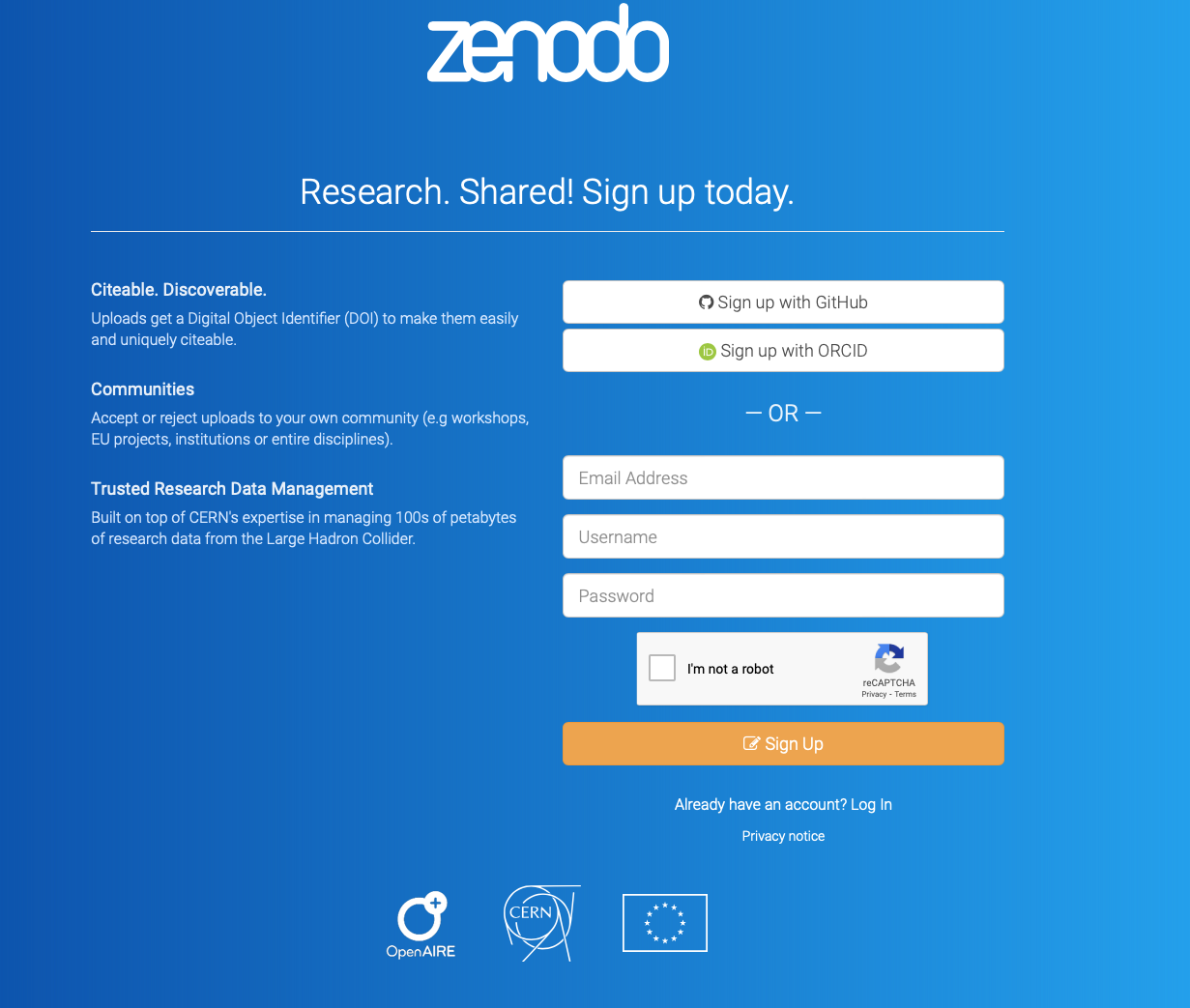 Sign up page styling · Issue #215 · zenodo/zenodo-rdm · GitHub