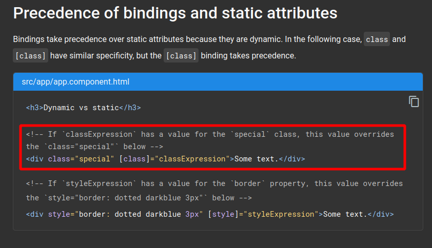 Documentation Error In Precedence Of Bindings And Static Attributes · Issue 47784 · Angular