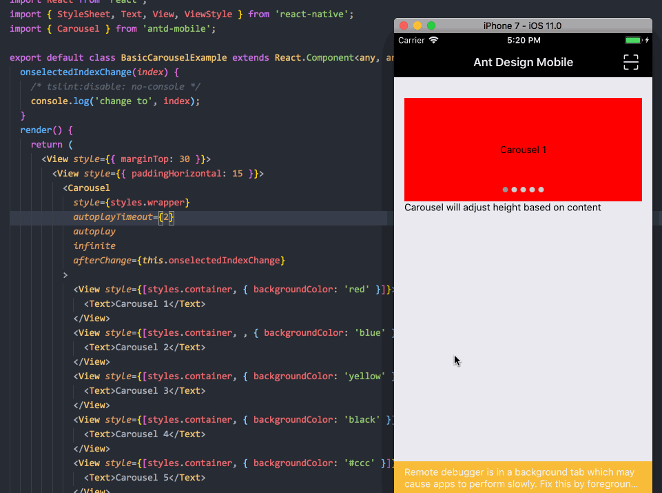 carousel组件native版本 如果infinity这是为true 默认显示第二个图 · Issue #1874 · ant-design/ant-design-mobile · GitHub