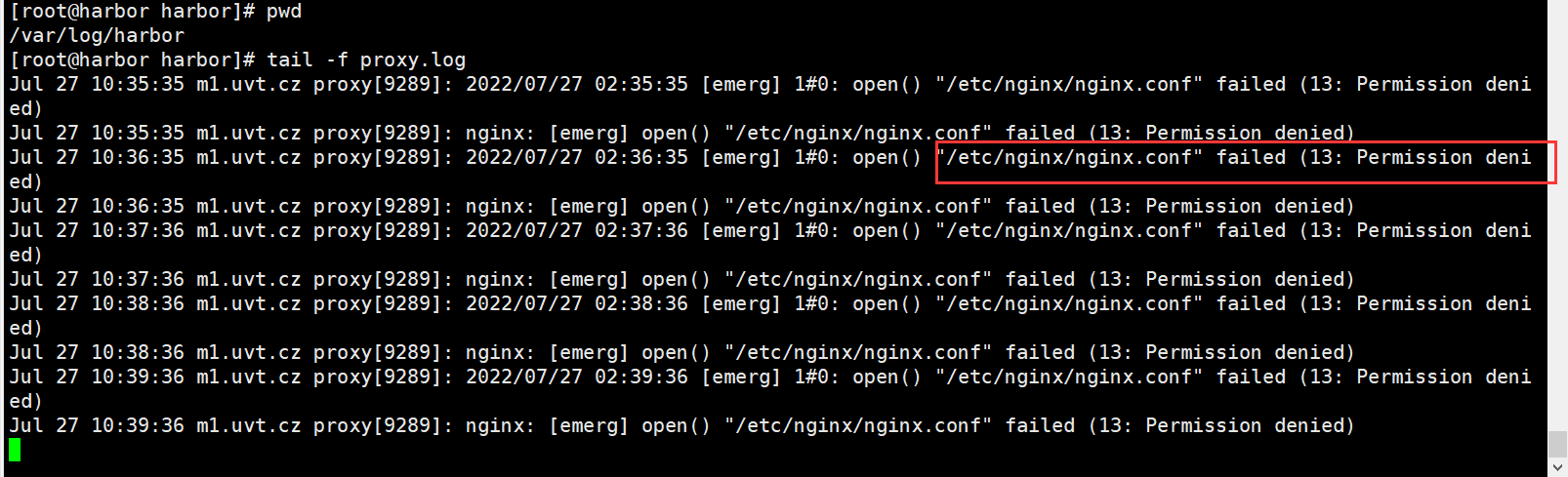Installing harbor on openeuler 22.03 lts succeeded, but the nginx and registry containers failed ...