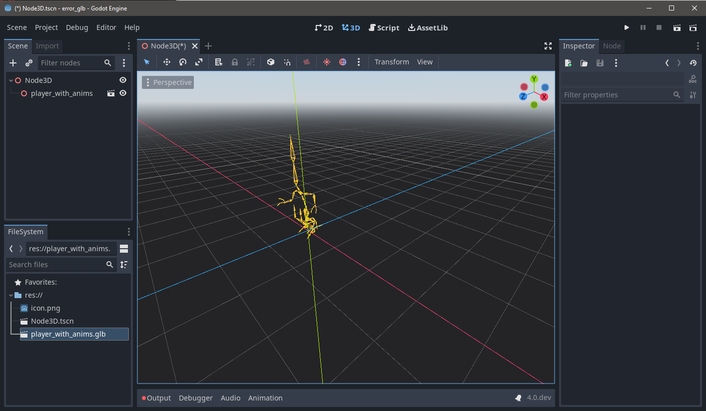 GLB/GLFT model with animations shows only bones until the scene is ...