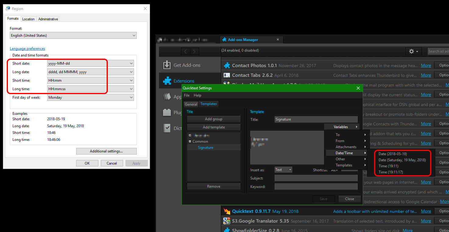 Not using custom format for date and time · Issue #10 · jobisoft/quicktext · GitHub