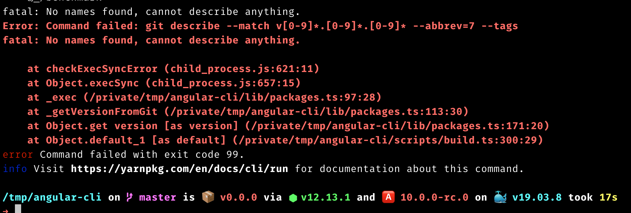 Building the CLI from source fails. · Issue #17437 · angular/angular-cli · GitHub