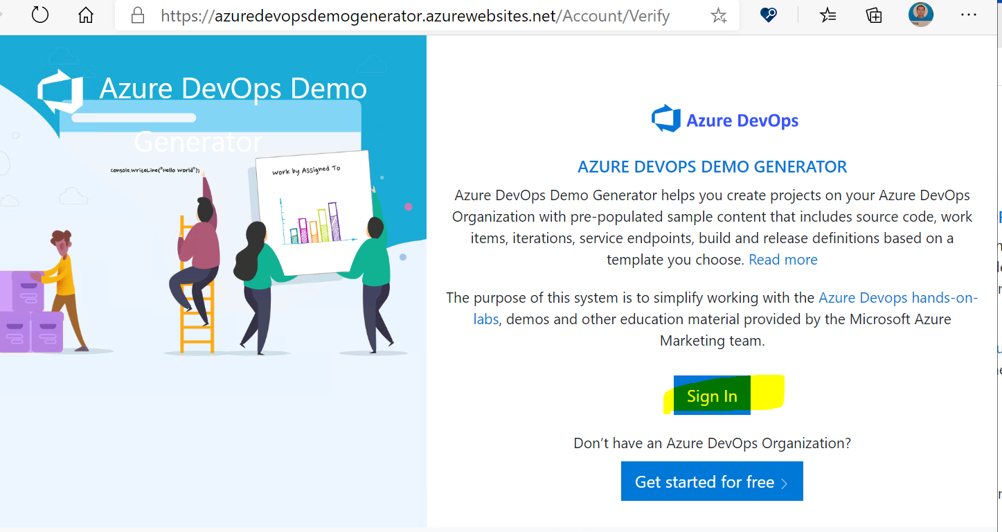 sign in demo doesn't work · Issue #328 · microsoft/AzureDevOpsDemoGenerator · GitHub