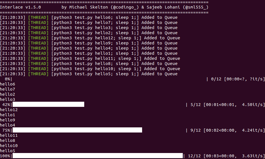 Progress Bar Does Not Stick To The Bottom Of The Terminal · Issue 43 · Codingo Interlace · Github