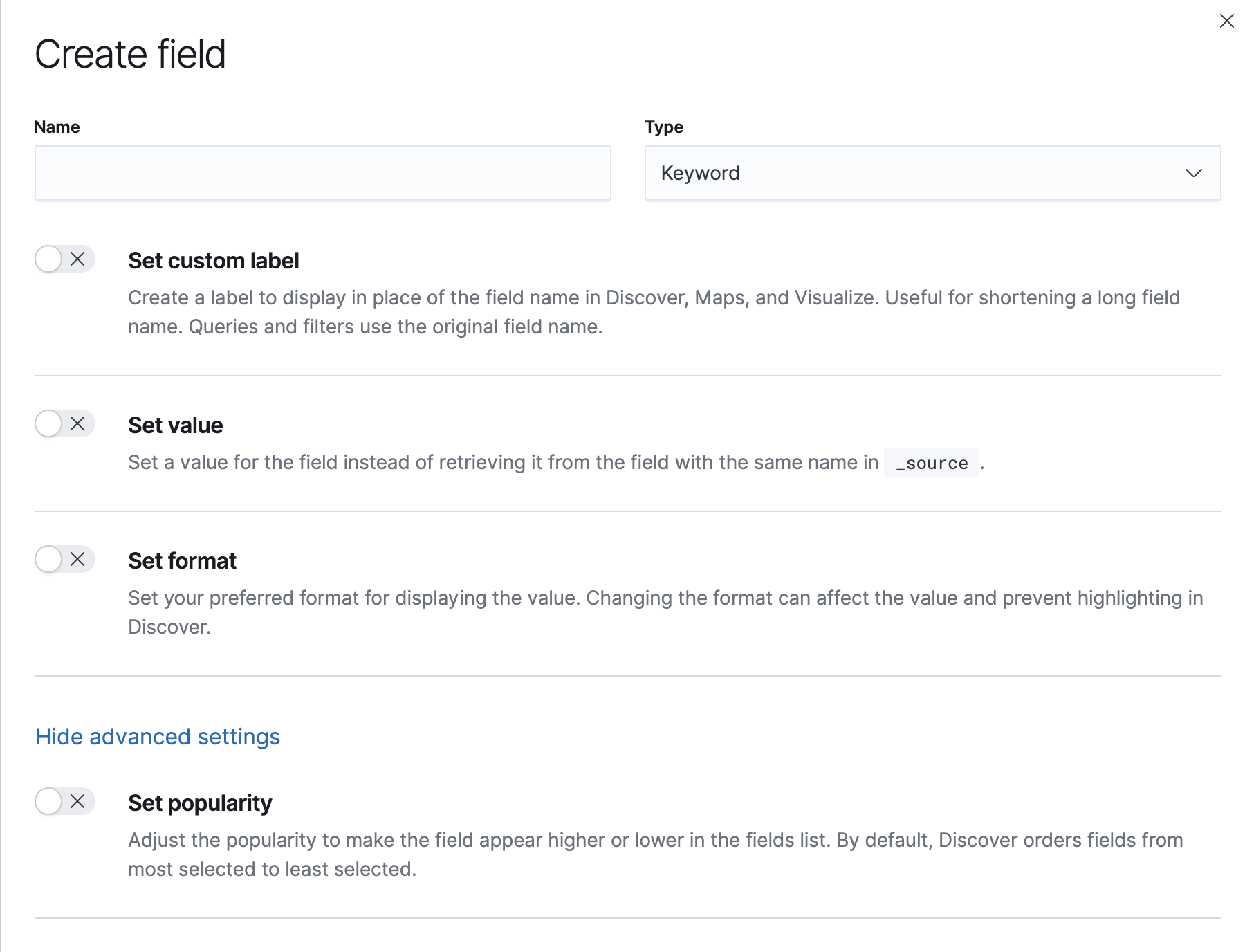 [Visualize] Runtime field popularity should be respected on the editor's fields list · Issue ...