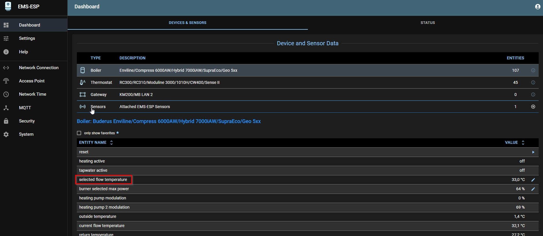 Buderus set selFlowTemp not work · Issue #898 · emsesp/EMS-ESP32 · GitHub