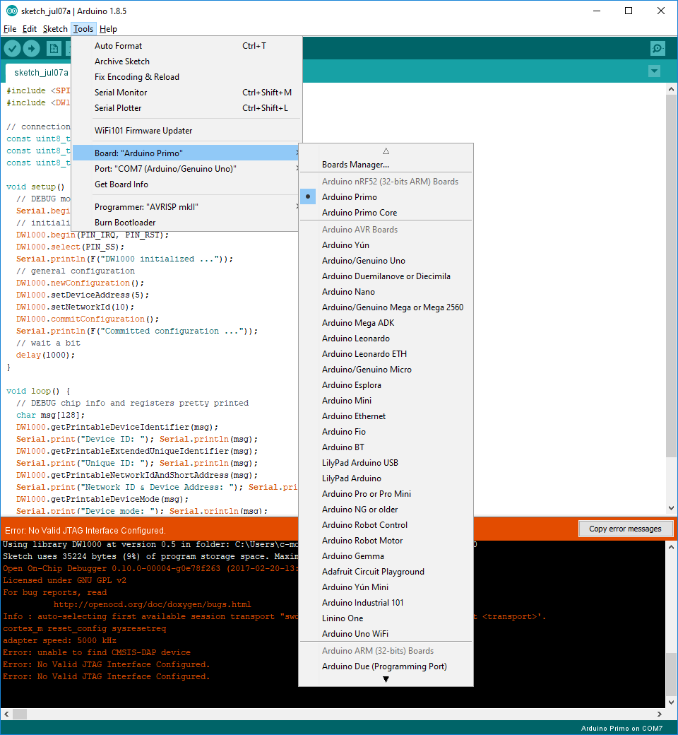DWM1001 upload problem (JTAG interface not configured) · Issue #275 · thotro/arduino-dw1000 · GitHub