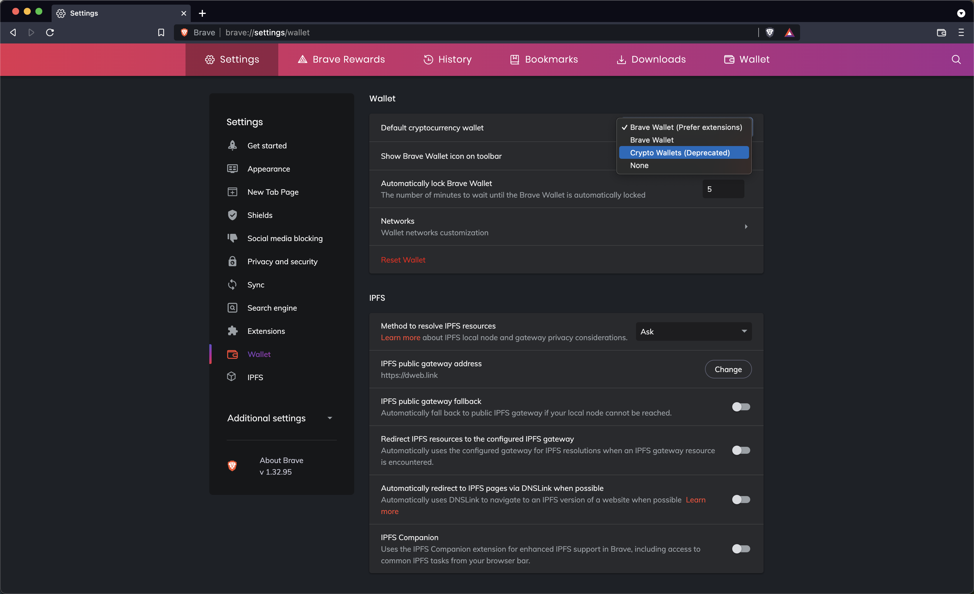 Do not allow Deprecated Crypto Wallet Extensions to be set as default when it has never been ...