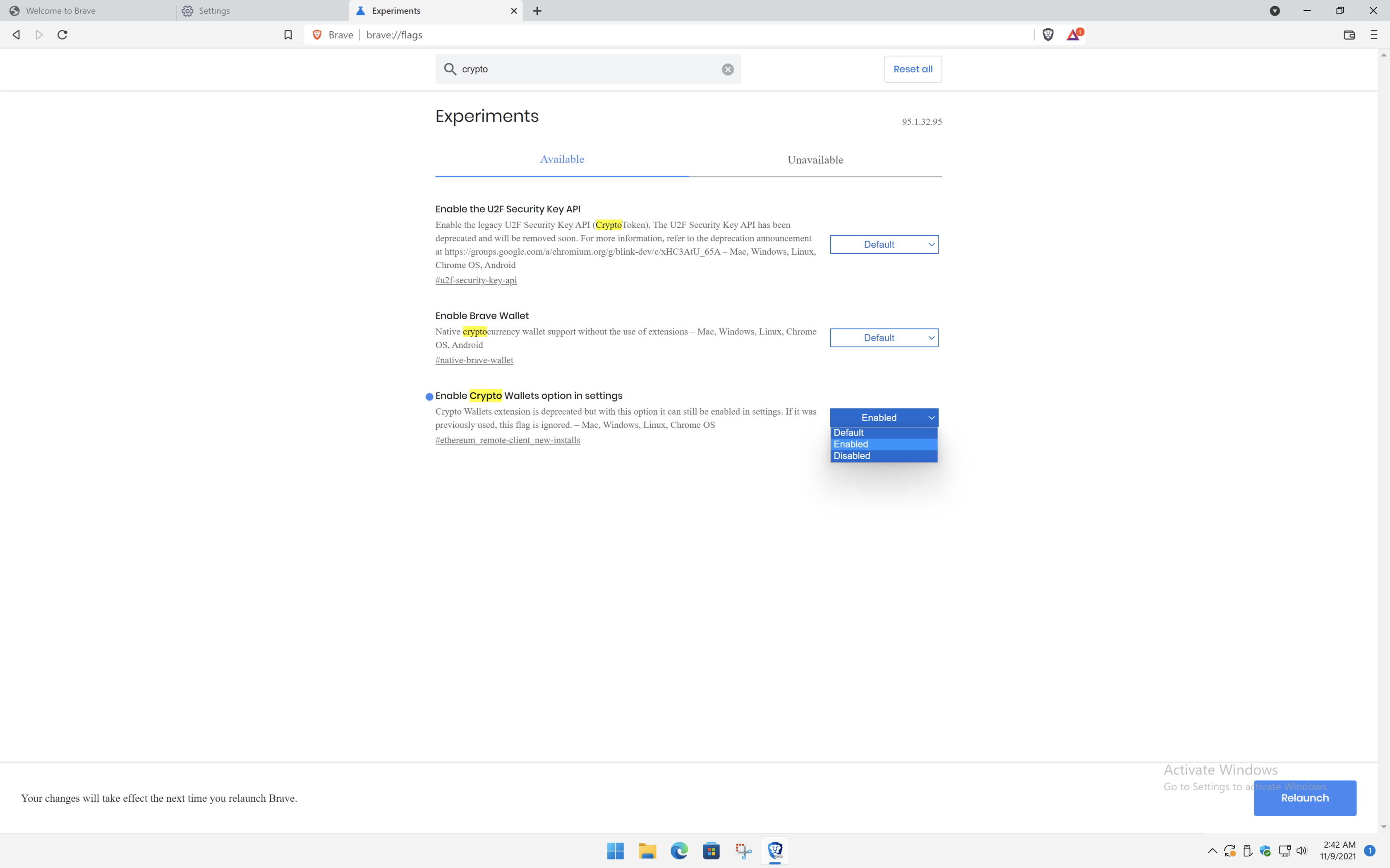 Do not allow Deprecated Crypto Wallet Extensions to be set as default when it has never been ...