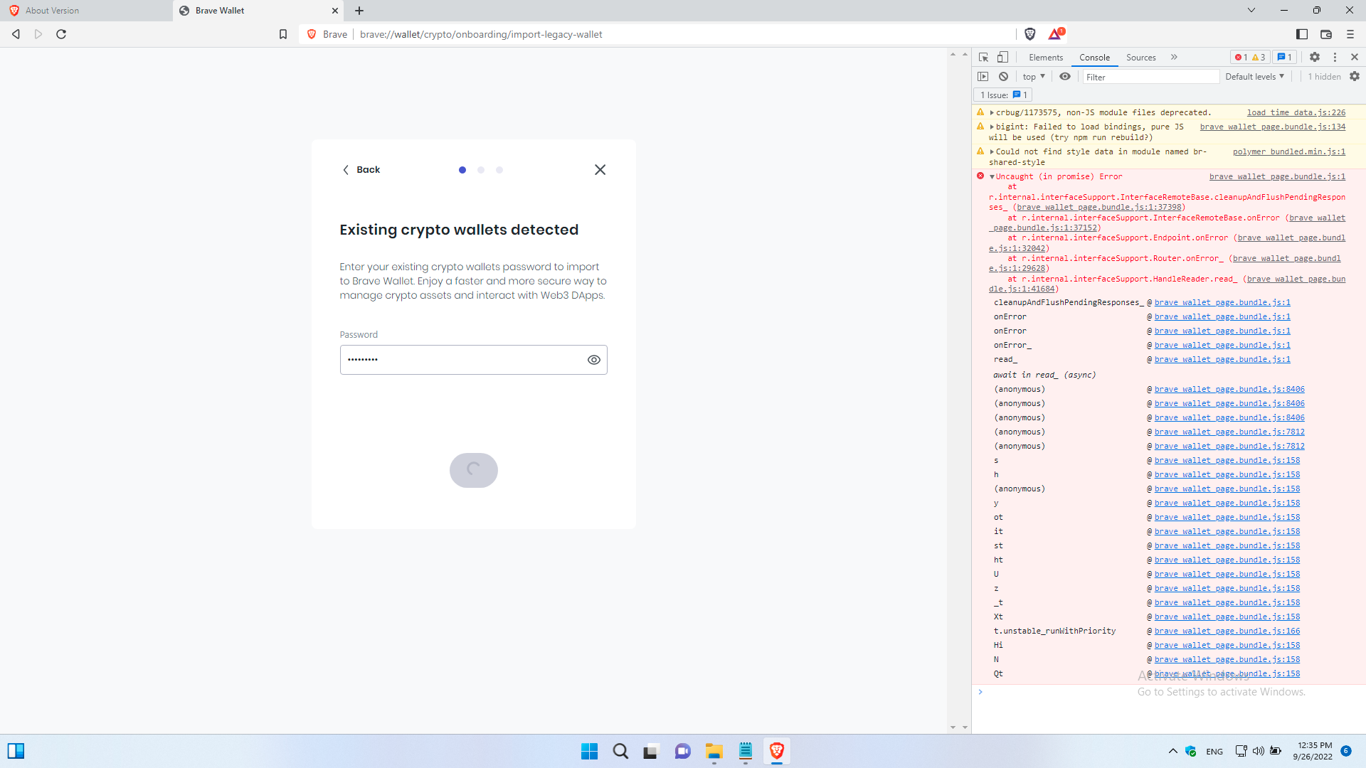 Unable to import/migrate with new onboarding when legacy wallet is used · Issue #25612 · brave ...