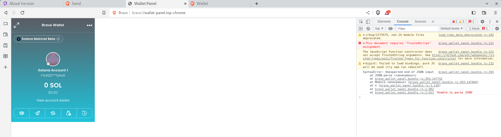 Console errors on `brave://wallet-panel.top-chrome/` · Issue #28365 · brave/brave-browser · GitHub
