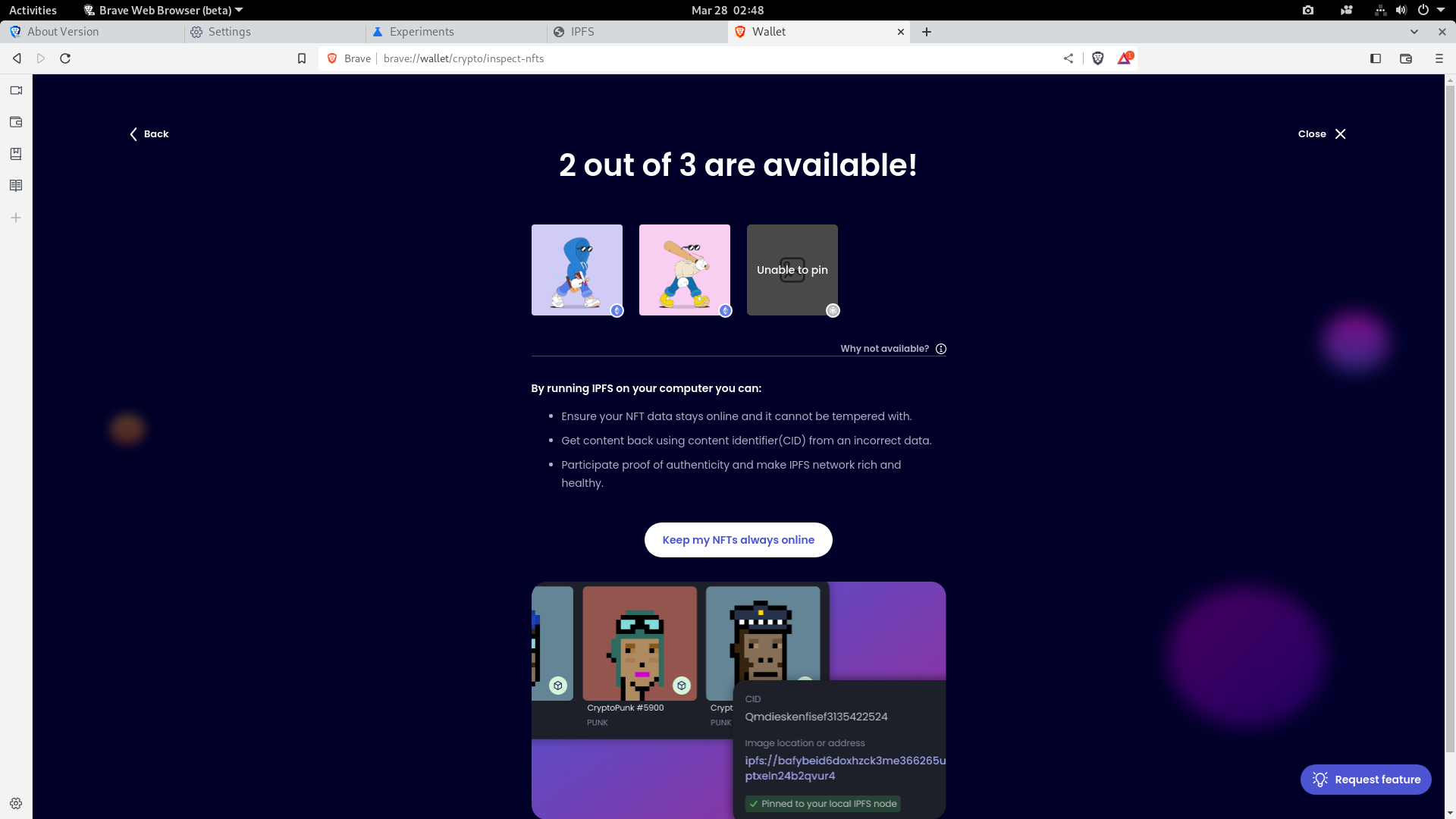 NFT Pinning Fixes · Issue #28616 · brave/brave-browser · GitHub