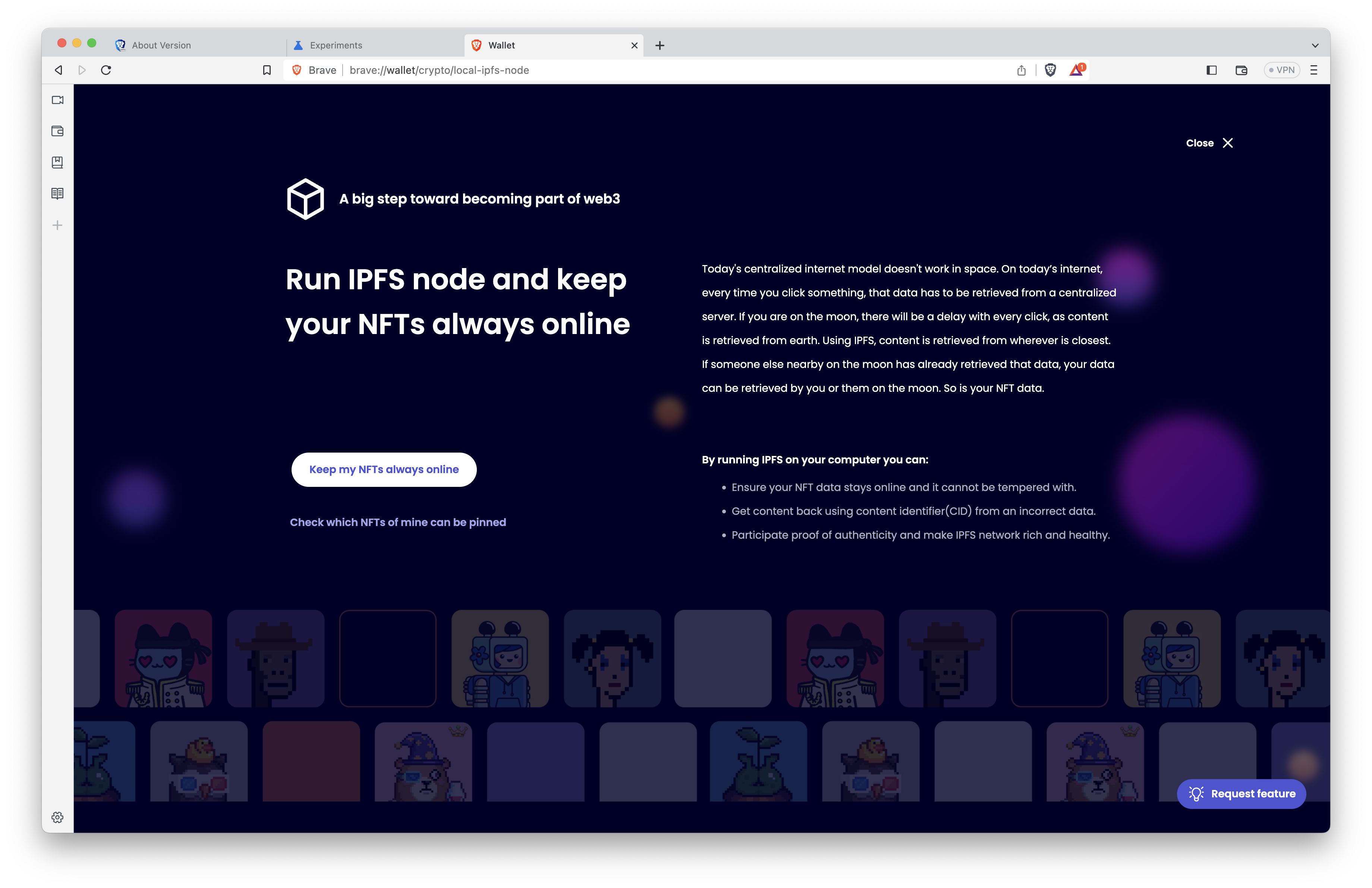 NFT Pinning Fixes · Issue #28616 · brave/brave-browser · GitHub