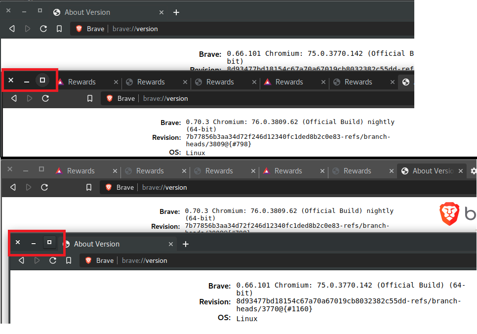 Linux window control buttons hover shape is square (was circle) · Issue ...
