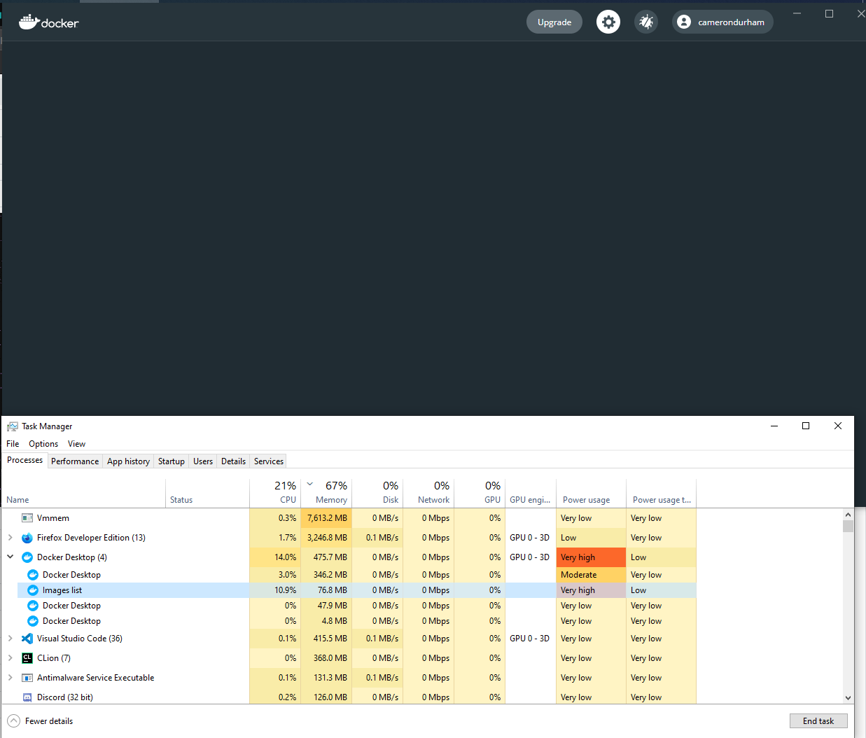 Docker Desktop Freezeshigh Cpu Usage When Disconnected From Internet · Issue 10563 · Docker