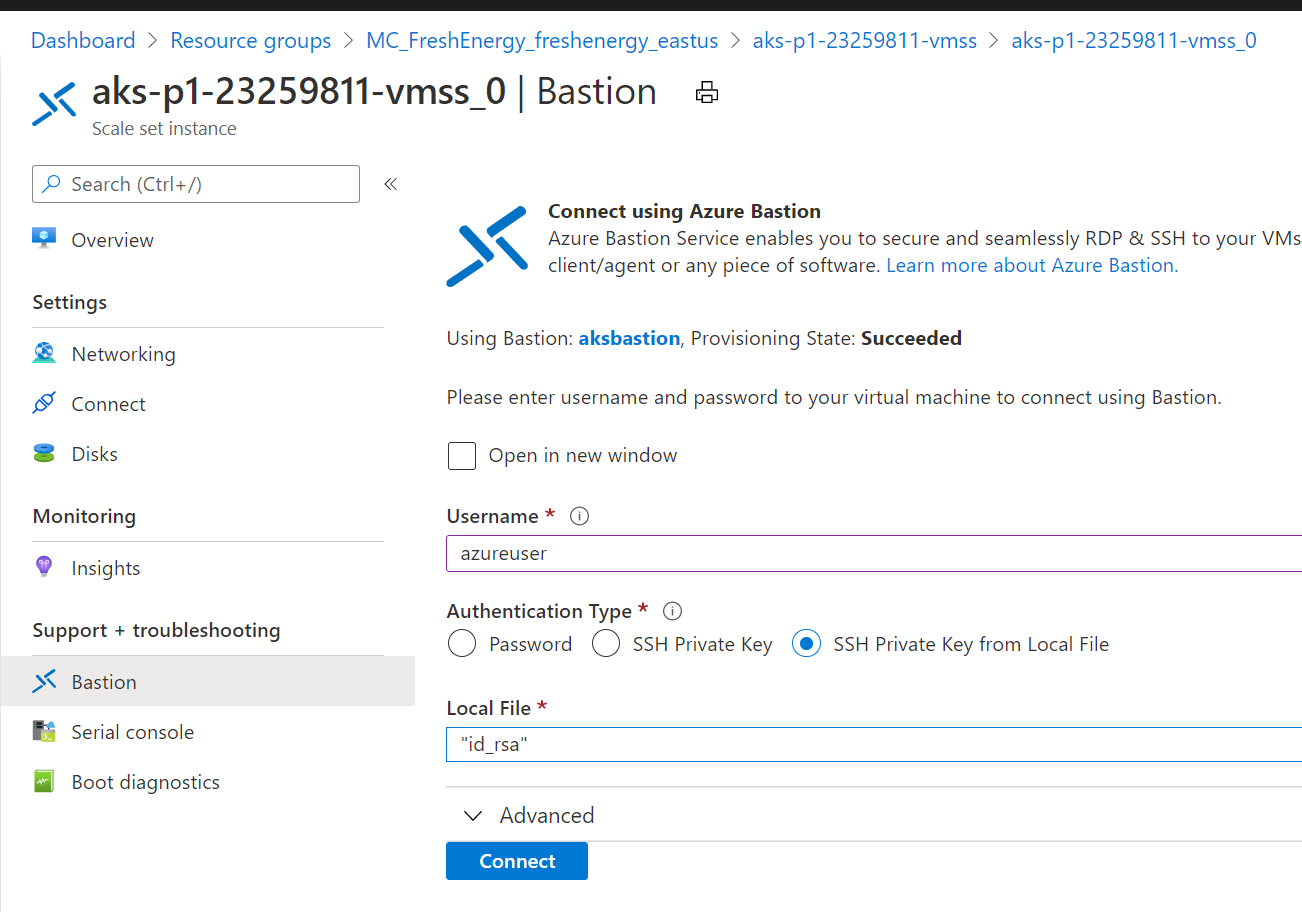 Unable to SSH to AKS Nodes via Azure Bastion (other SSH ways works) · Issue #1854 · Azure/AKS ...