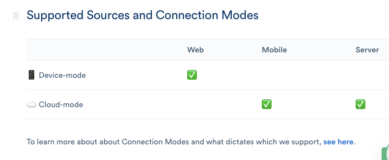 Supported Sources and Connection Modes chart is incorrect · Issue #445 · segmentio/segment-docs ...