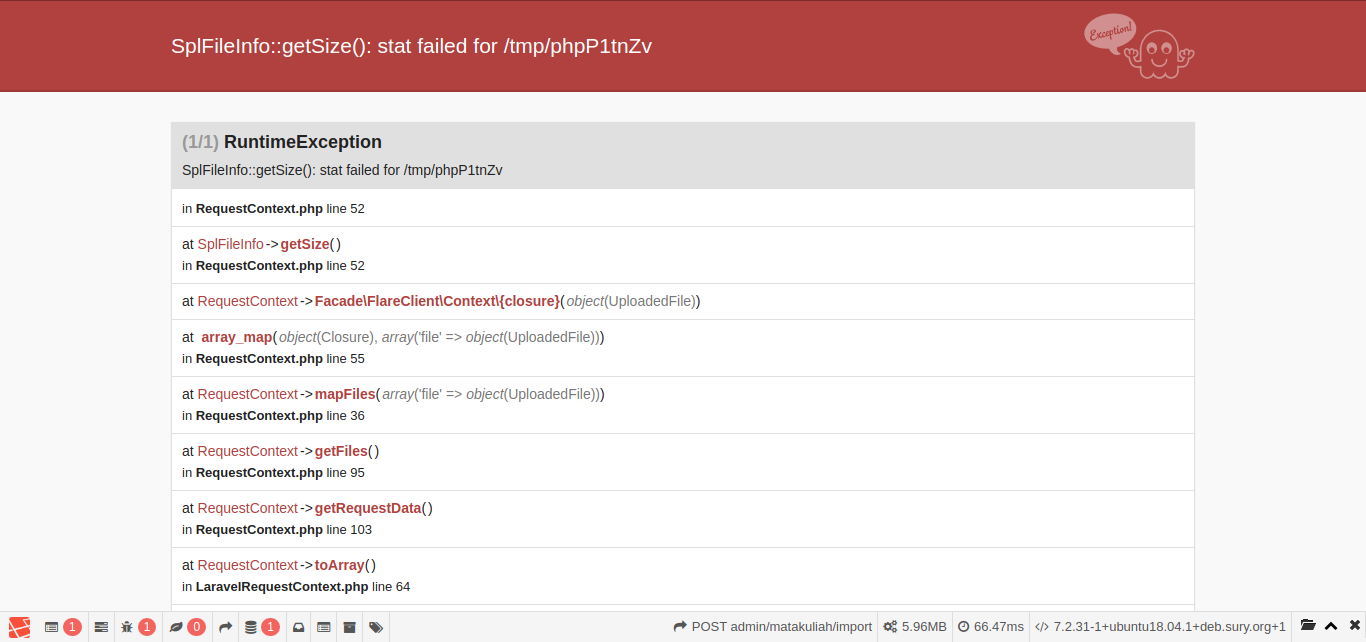 [BUG] RuntimeException SplFileInfo::getSize(): stat failed for /tmp/phpP1tnZv · Issue #2688 ...