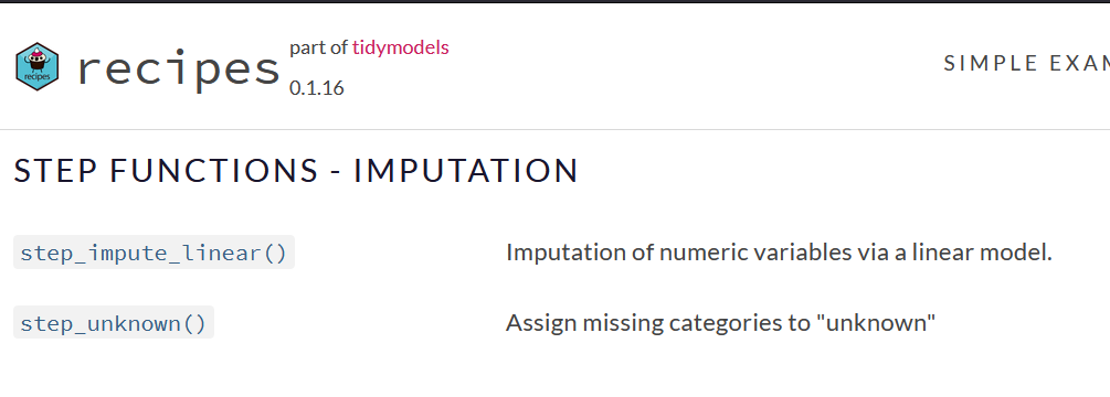 `step_impute_*()` are missing from the reference section of the recipes's Pkgdown site · Issue ...