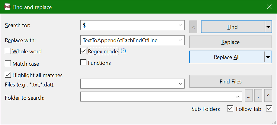 Feature Request: Allow for search/replace EOL in regex mode · Issue #228 · stefankueng/BowPad ...