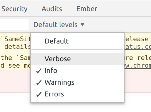@ember/debug does not log messages to console · Issue #18453 · emberjs/ember.js · GitHub