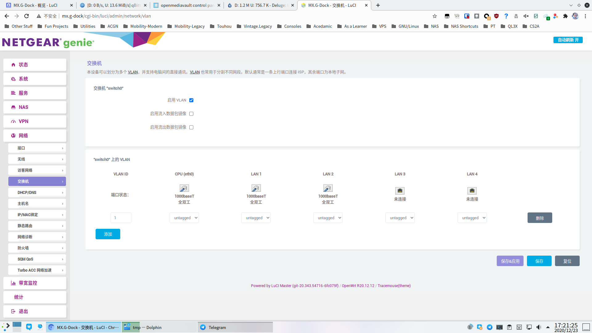 在Lean OpenWrt / 网络—交换机下无法显示接口速率 · Issue #156 · jerrykuku/luci-theme-argon · GitHub