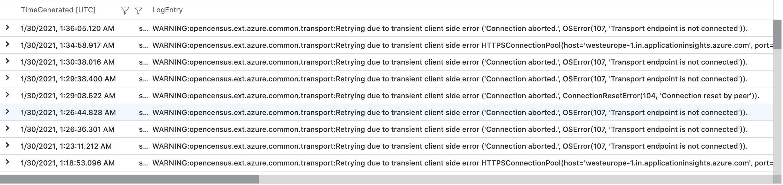 Logging information appears to overload the application-insights endpoint and kills app · Issue ...