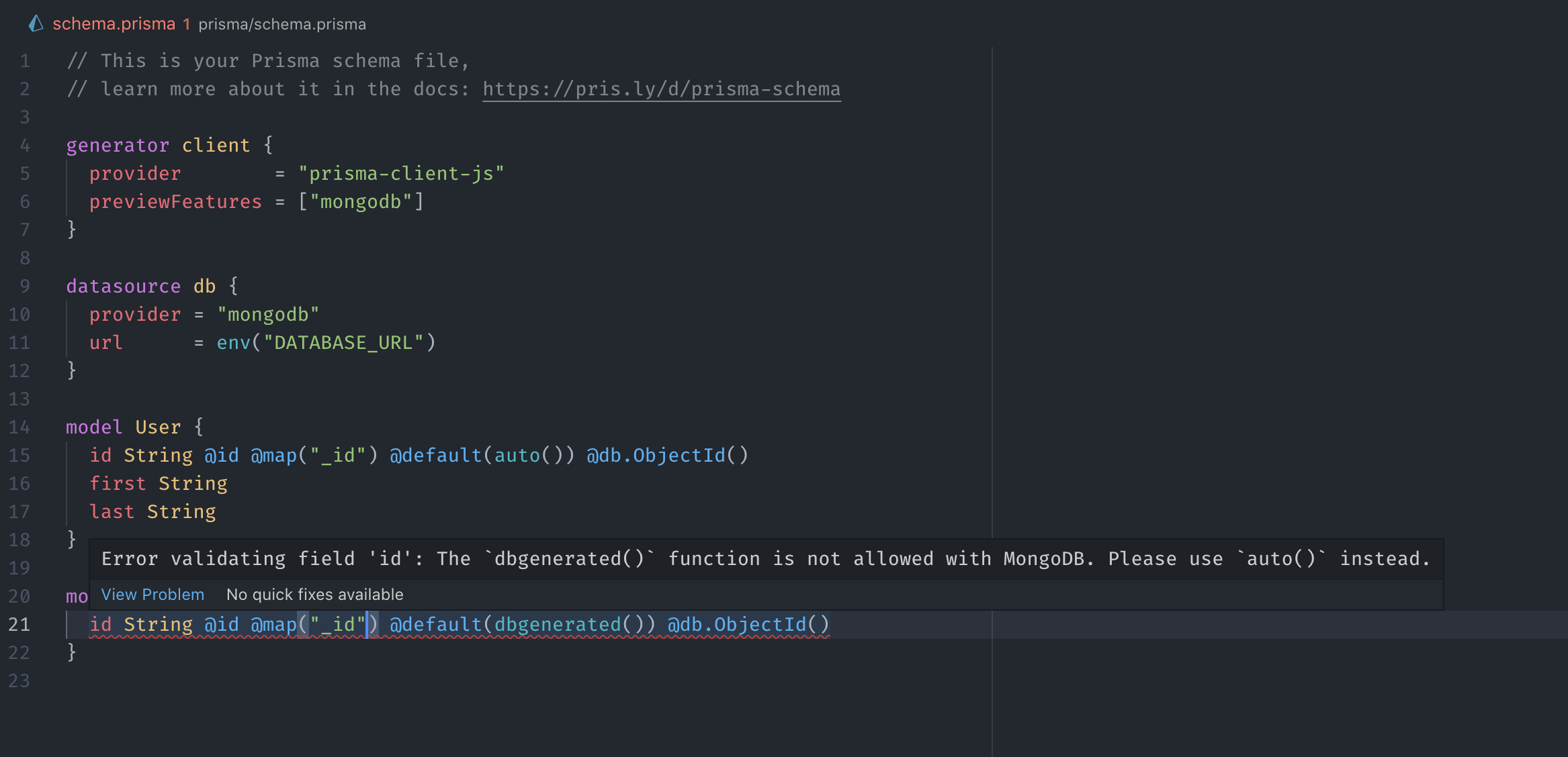 Mongodb On Id Fields Replace `defaultdbgenerated` With `default