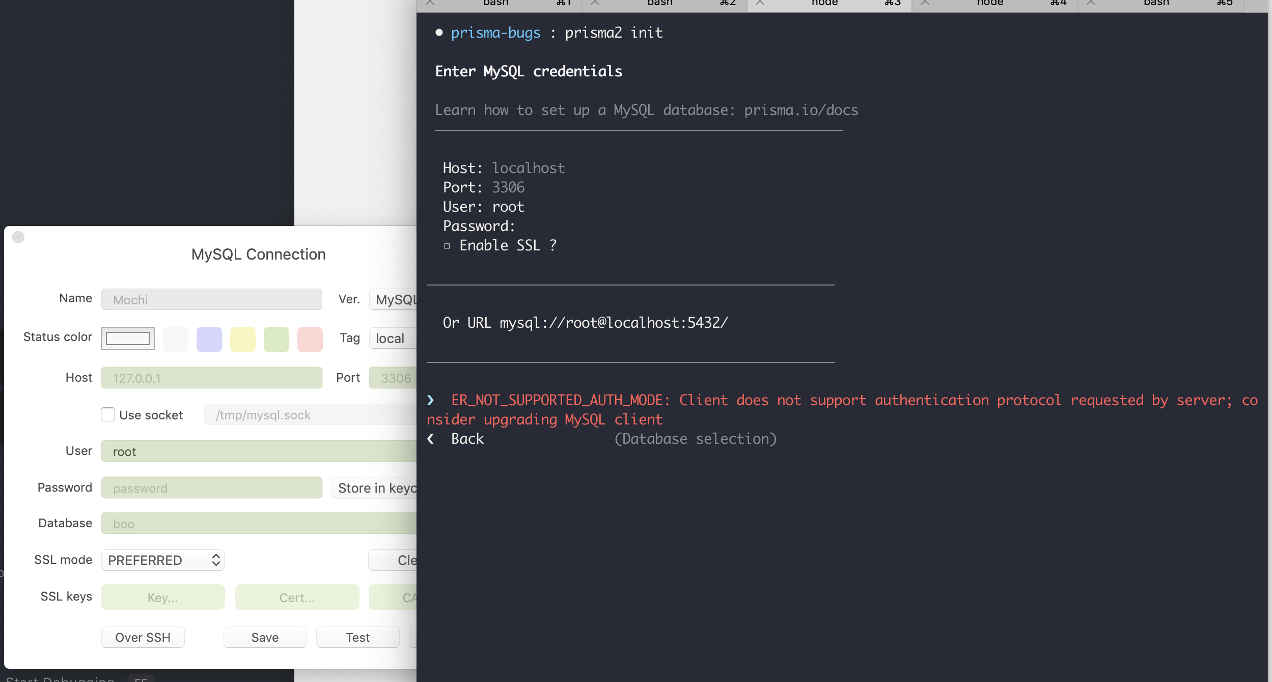 Prisma Init Flow Doesnt Work For Local Mysql · Issue 38 · Prismaprisma · Github