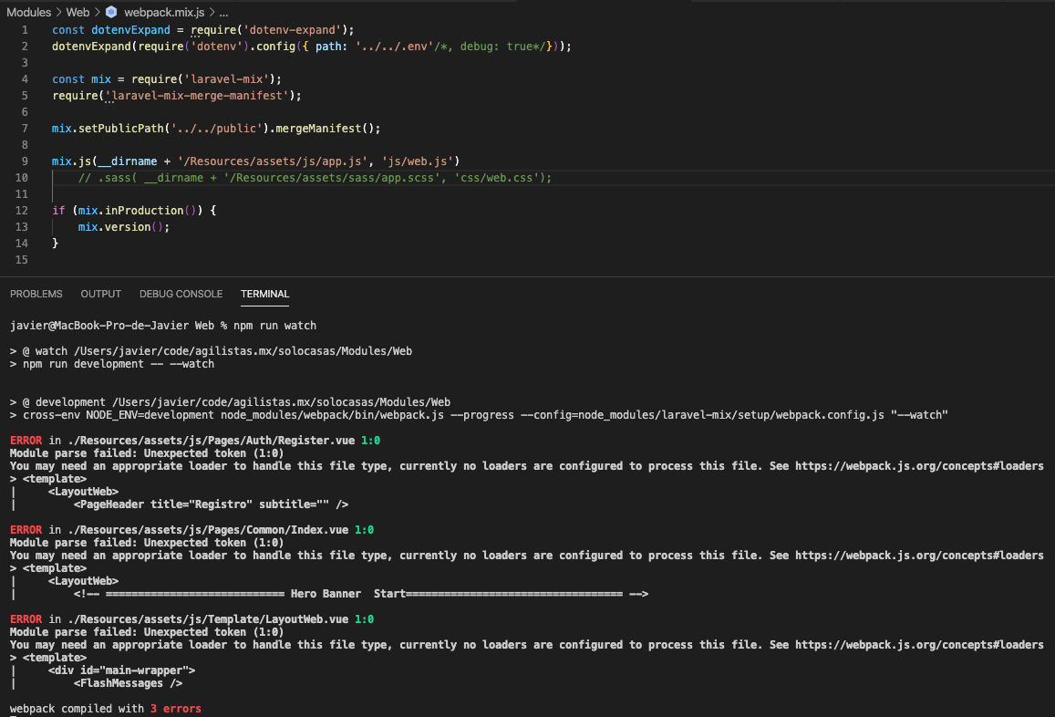 Laravel 8.12 + webpack 6 · Issue #1180 · nWidart/laravel-modules · GitHub