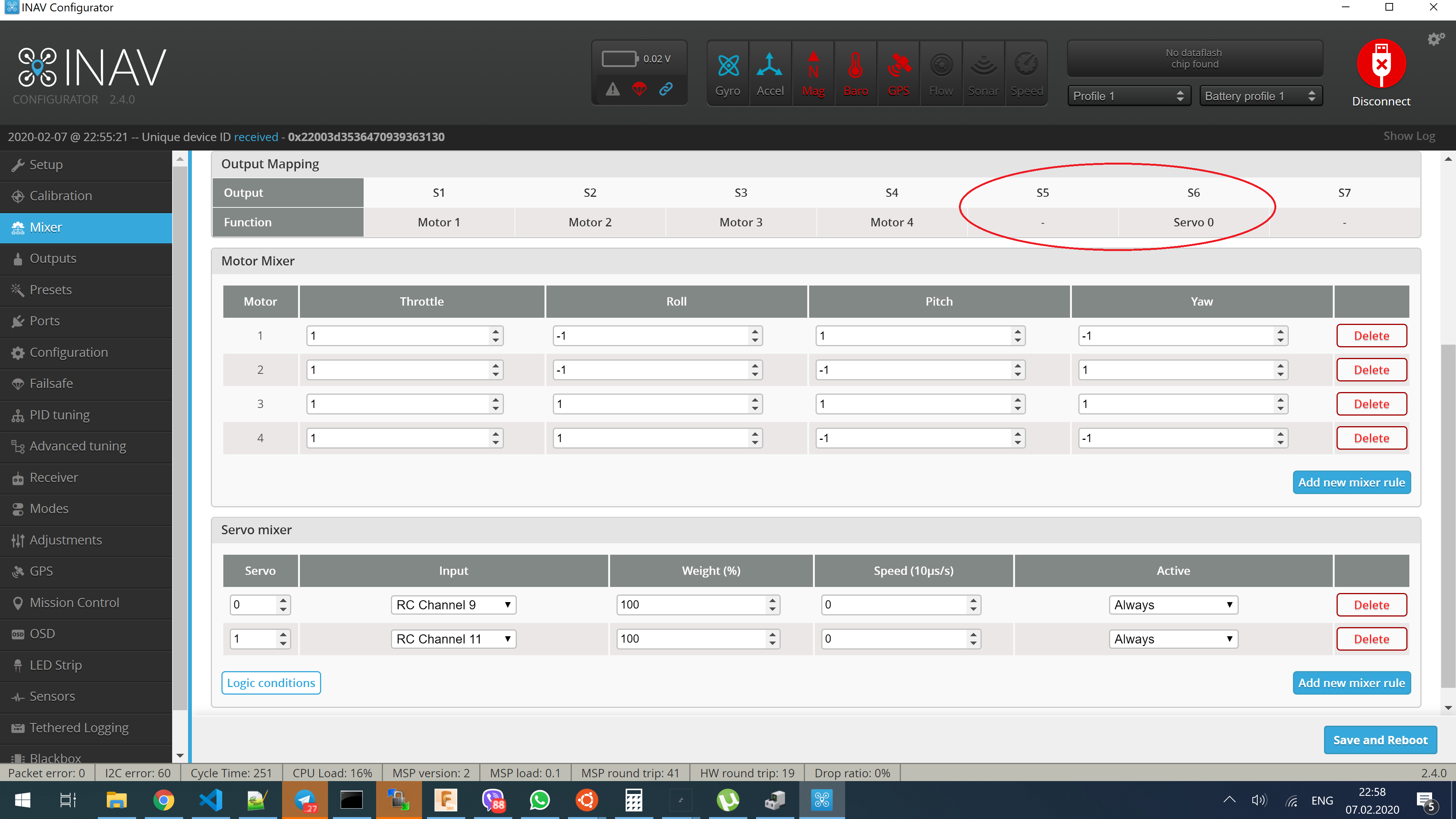 Matek F405-CTR + Quad + Servo S6 · Issue #5397 · iNavFlight/inav · GitHub
