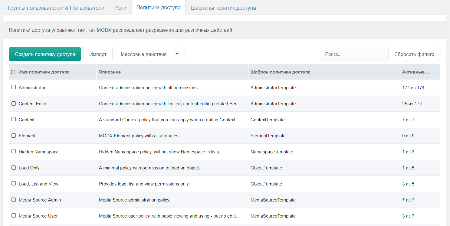 Replace hardcoded policy template descriptions with lexicon entries · Issue #11360 · modxcms ...