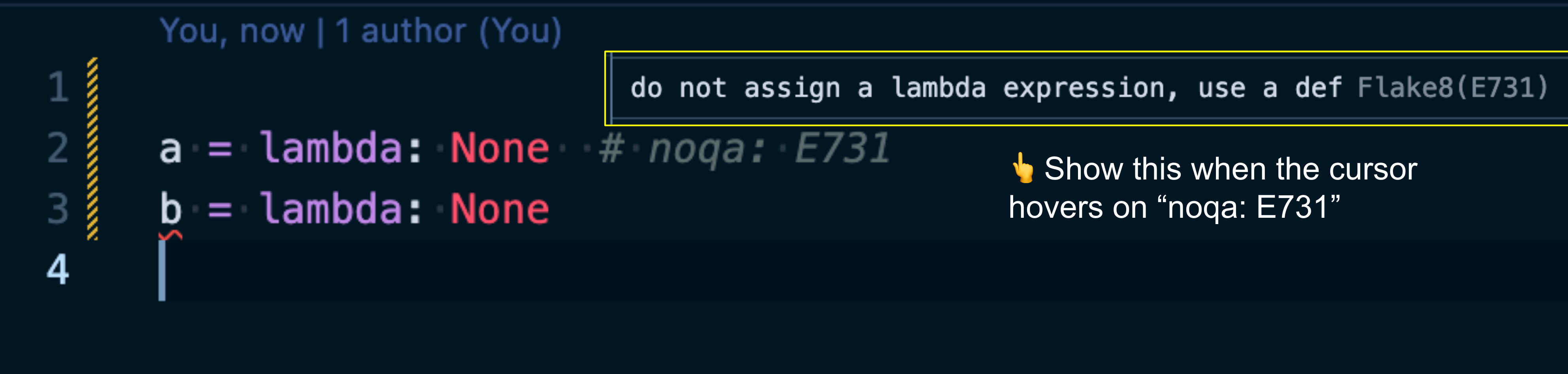 Is There A Way To A Helpful Message When The Cursor Hovers On A `noqa