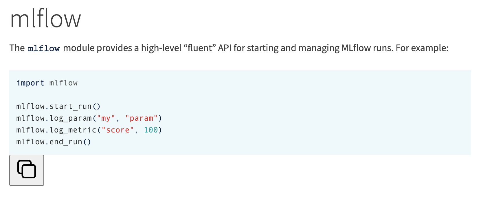 Add a copy button on code blocks in the documentation · Issue #7493 · mlflow/mlflow · GitHub