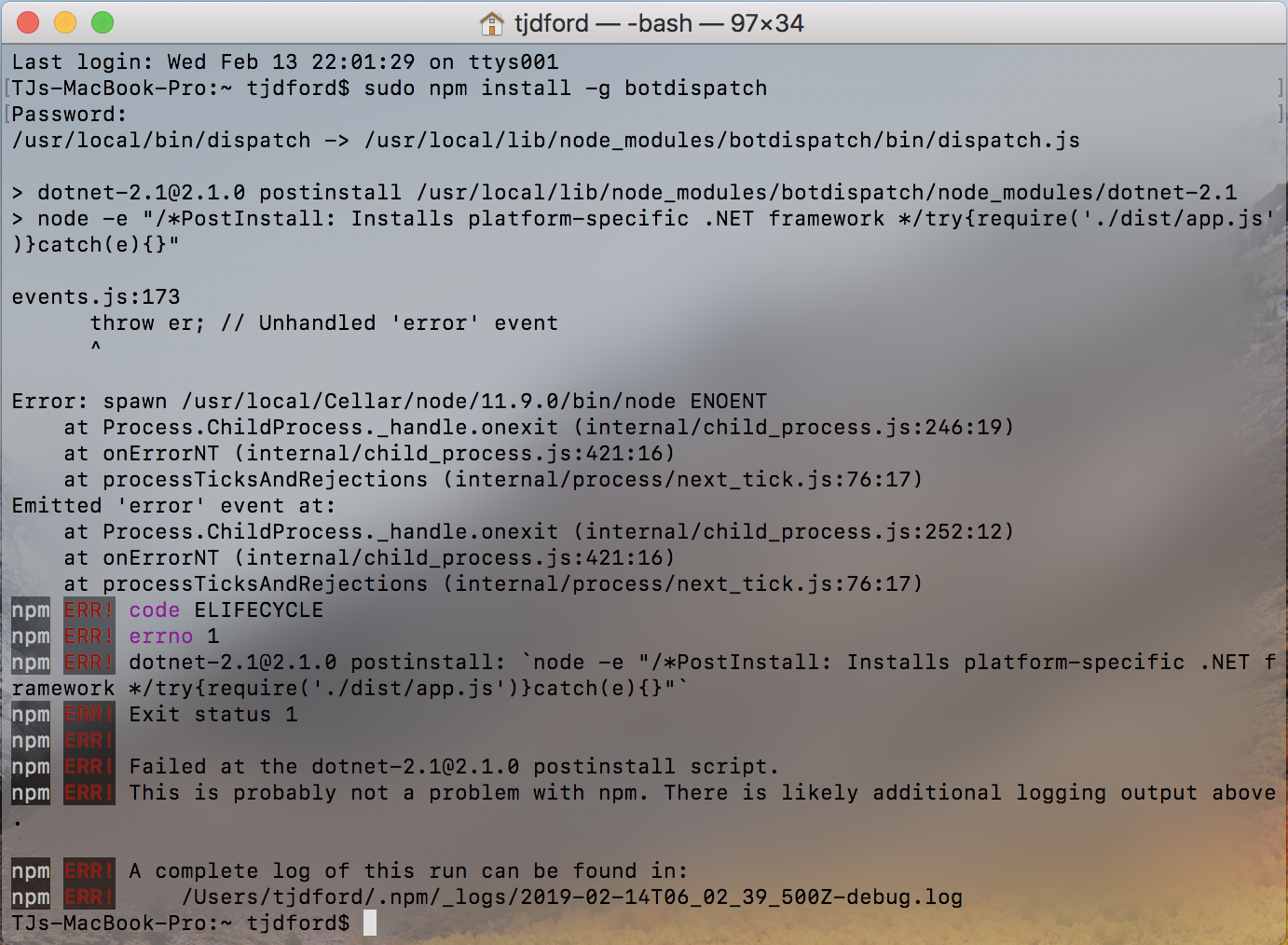 Unable install dispatch on mac · Issue #862 · microsoft/botbuilder-tools · GitHub