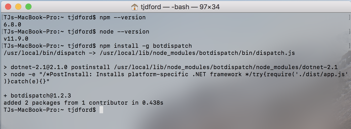 Unable install dispatch on mac · Issue #862 · microsoft/botbuilder-tools · GitHub