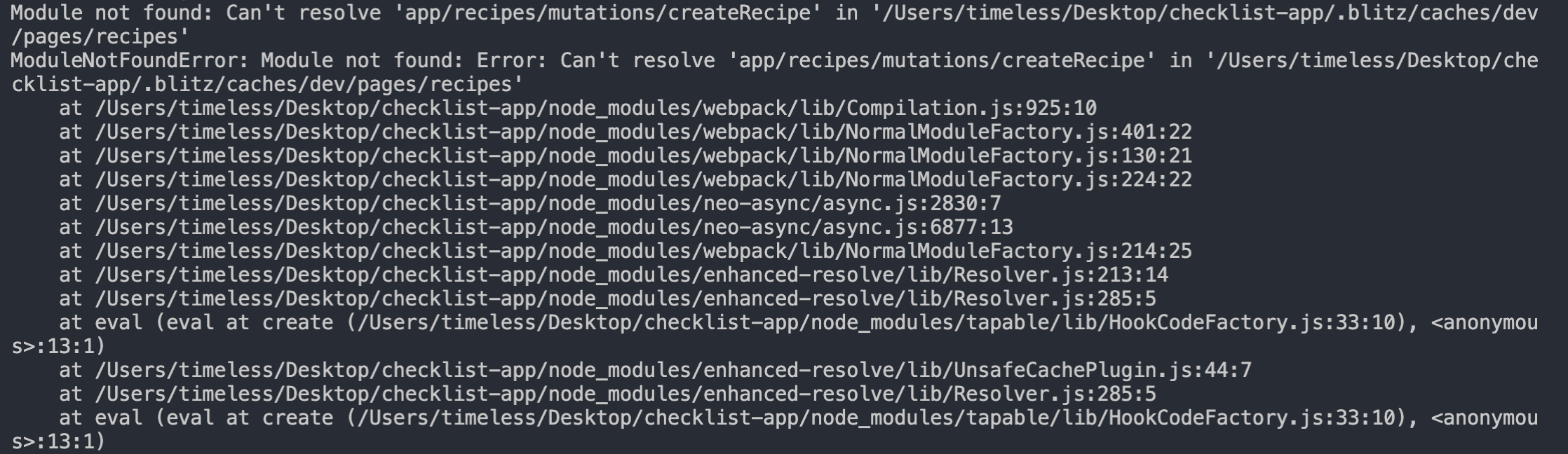 [MacOS] Module Import error on Scaffold Code · Issue #471 · blitz-js/legacy-framework · GitHub