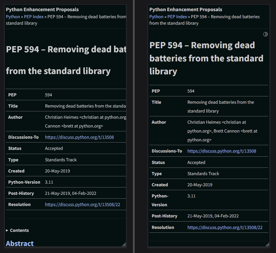 Font size mismatch between code & prose, and various layout issues at narrow viewport widths ...