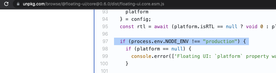 hitting process.env variable after rollup build · Issue #1575 · floating-ui/floating-ui · GitHub