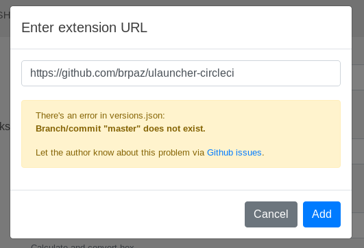 I can't install any extension (There's an error in versions.json ...