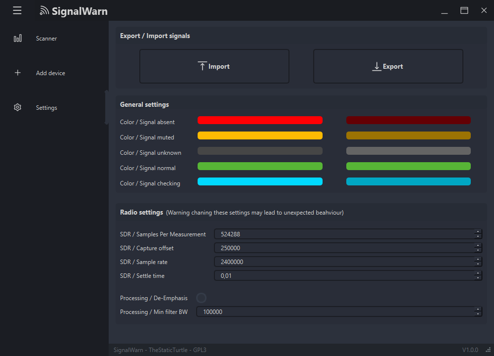 GitHub - TheStaticTurtle/SignalWarn: SignalWarn helps you monitor radio signals