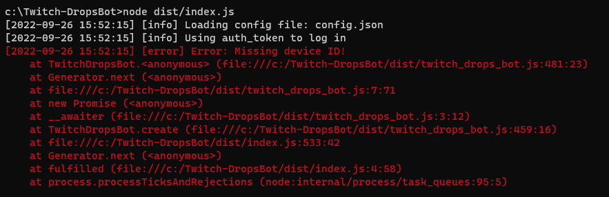 [Bug] Get errors trying login using auth token · Issue #211 · TychoTheTaco/Twitch-Drops-Bot · GitHub