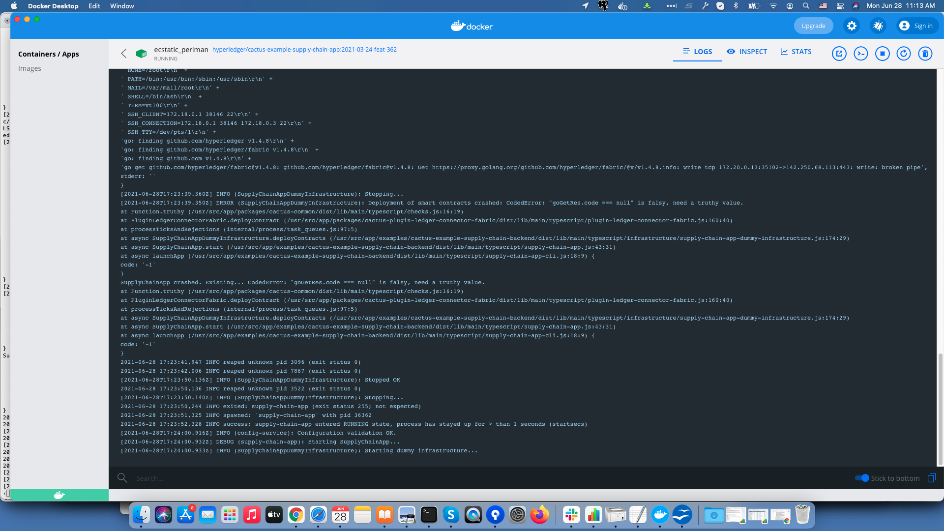 docs(examples): fix supply chain example - Deployment of smart contracts crashed: Error: Invalid ...