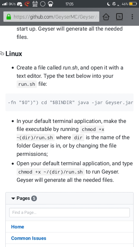 Linux steps on wiki doesn't work · Issue #148 · GeyserMC/Geyser · GitHub
