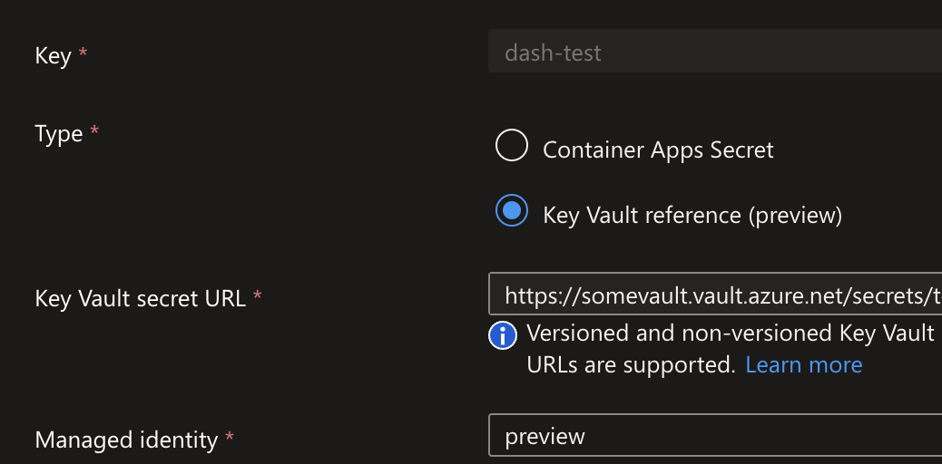 Deployment Using Secret And `keyvaulturl` Reference Fails Error